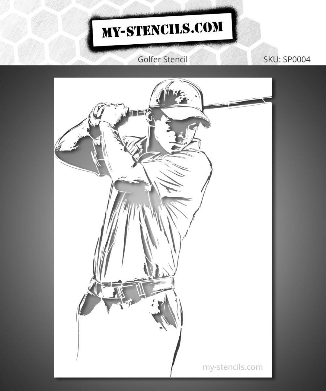 Golfer Stencil – Sports Silhouette Template for DIY Wall Art, Canvas ...