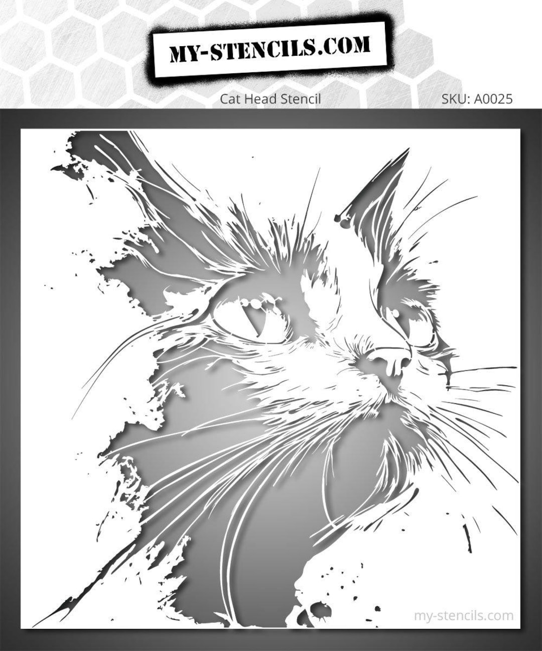 Cat Face Stencil – Feline Head Template for DIY Wall Art, Canvas & Pet ...