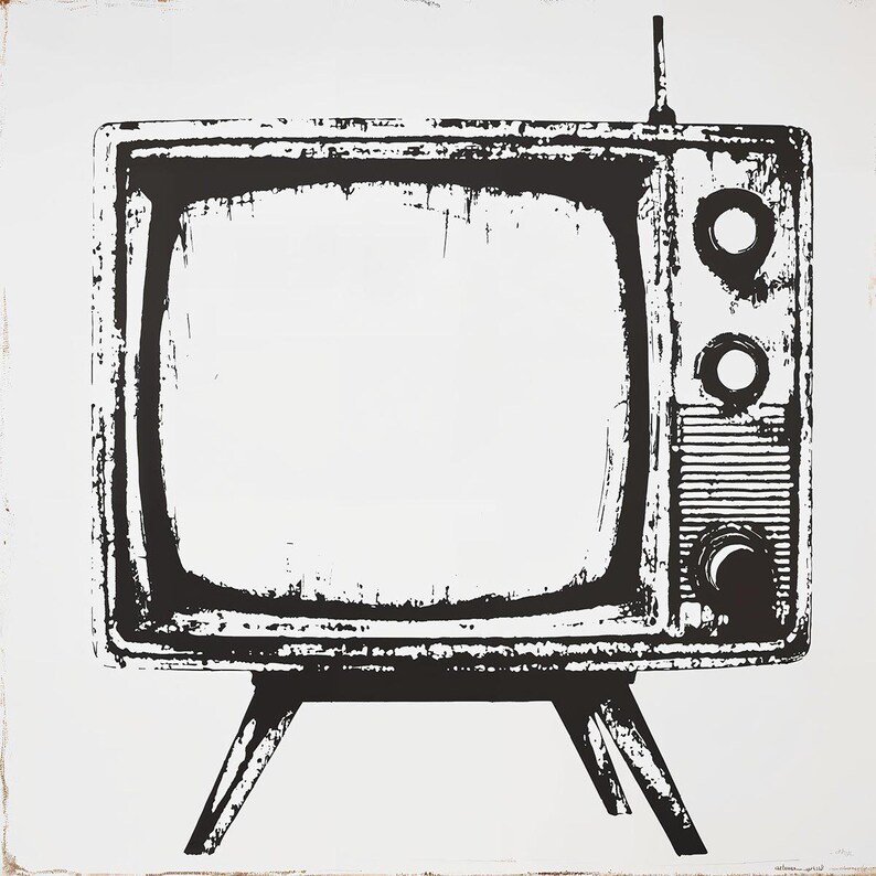 Vintage TV Stencil – Retro Television Wall Art Template for DIY Crafts ...