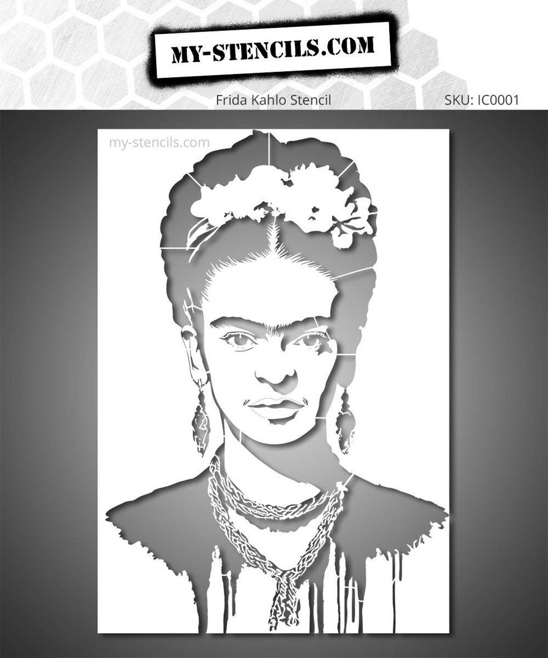 Frida Kahlo Stencil – Iconic Artist Portrait for Wall Art, Canvas & DIY ...