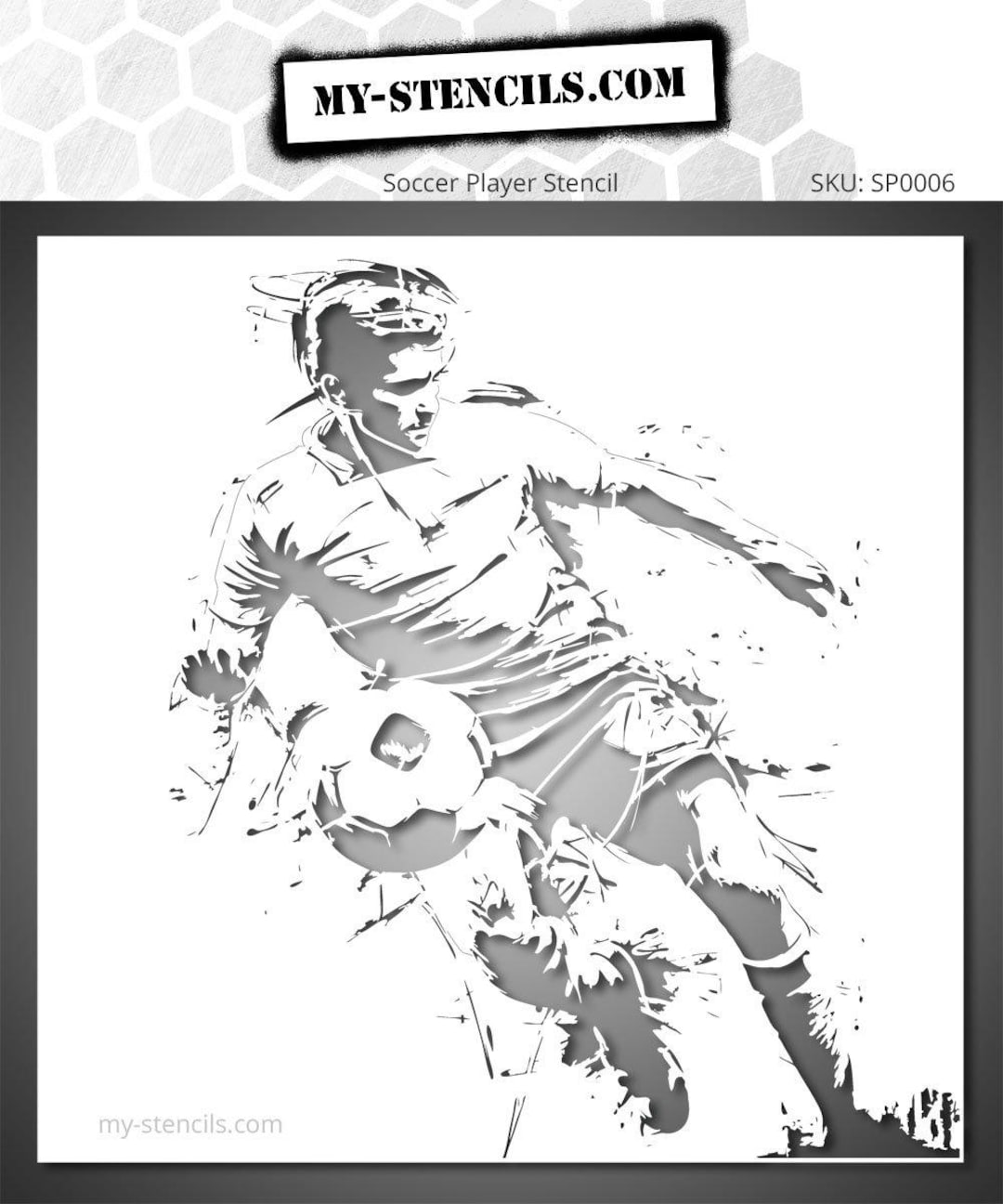 Footballer Stencil – Soccer Player Template for DIY Wall Art, Canvas ...