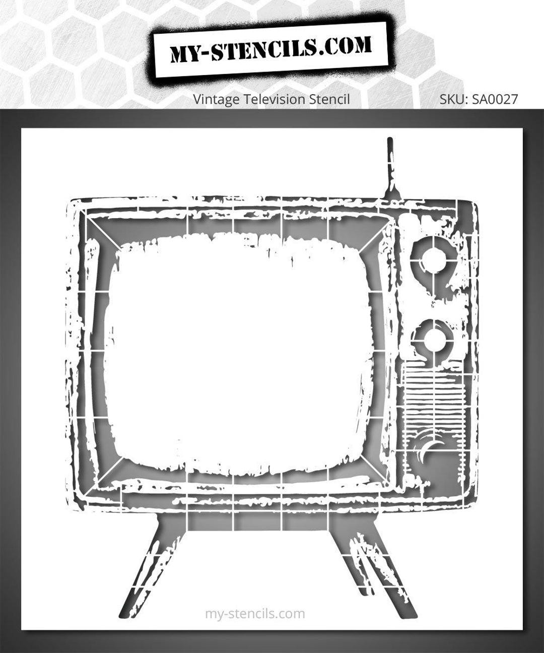 Vintage TV Stencil – Retro Television Wall Art Template for DIY Crafts ...
