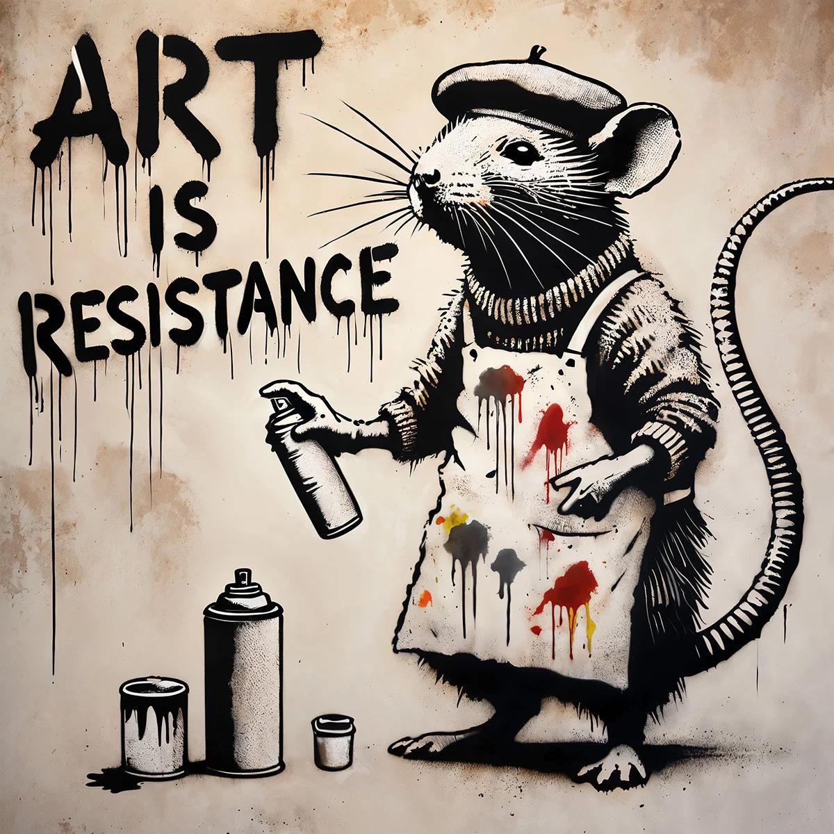 Rat Graffiti Stencil – Reusable Street Art Stencil With 'art is ...