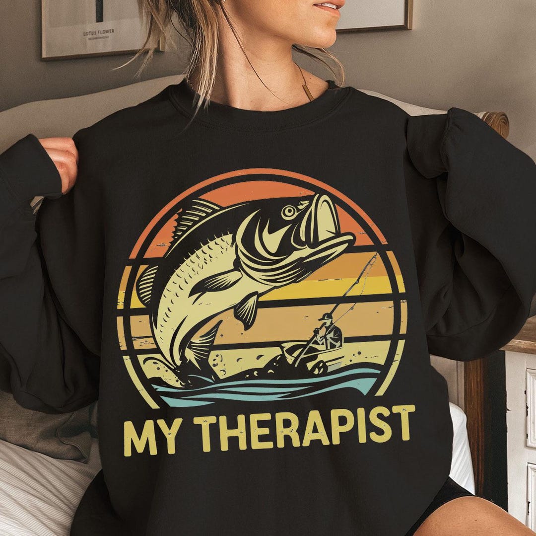 Fishing is My Therapist PNG, Funny Fisherman Clipart, Bass Fishing Dad ...