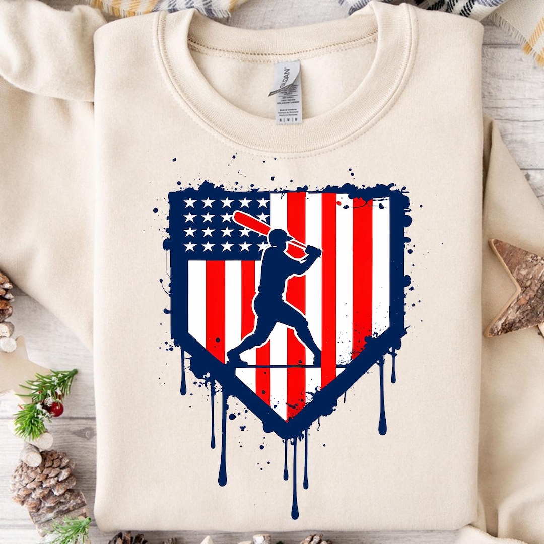 Baseball Drip American Flag Bat 4th of July Patriotic Boys Png ...