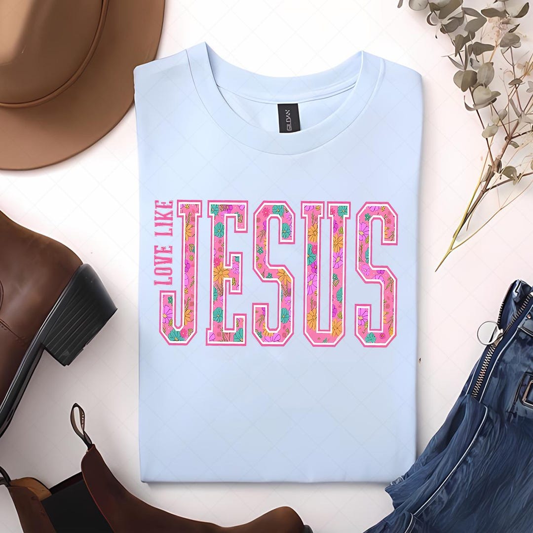 Retro Floral Love Like Jesus PNG Cute Christian Checker Png Christian ...
