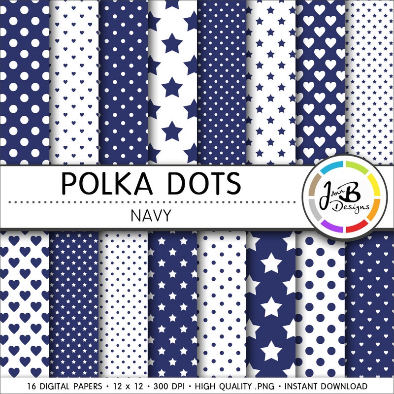 Navy Blue Polka Dot - Etsy