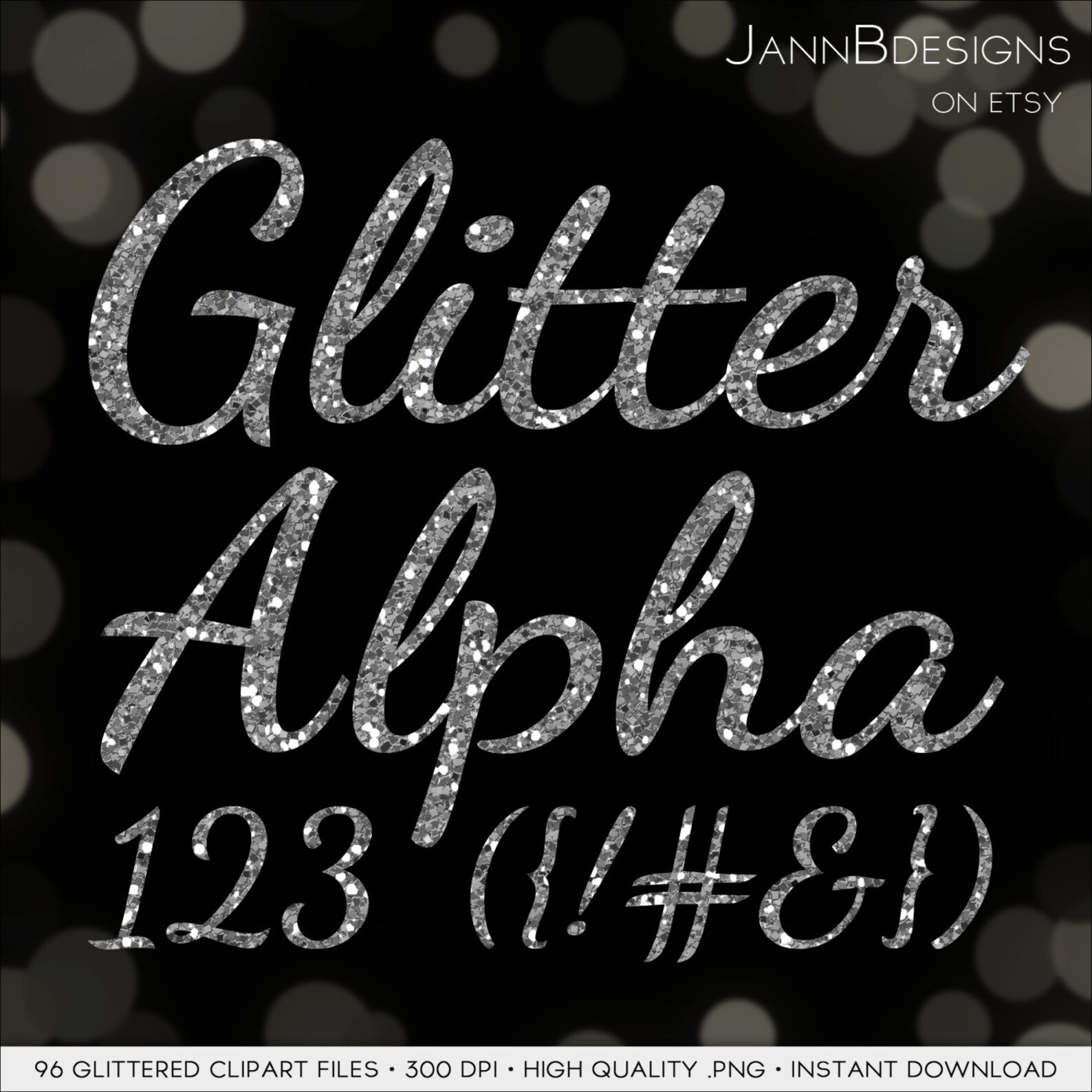 Silver - Glitter Alphabet Clipart • Instant Download • Printable ...