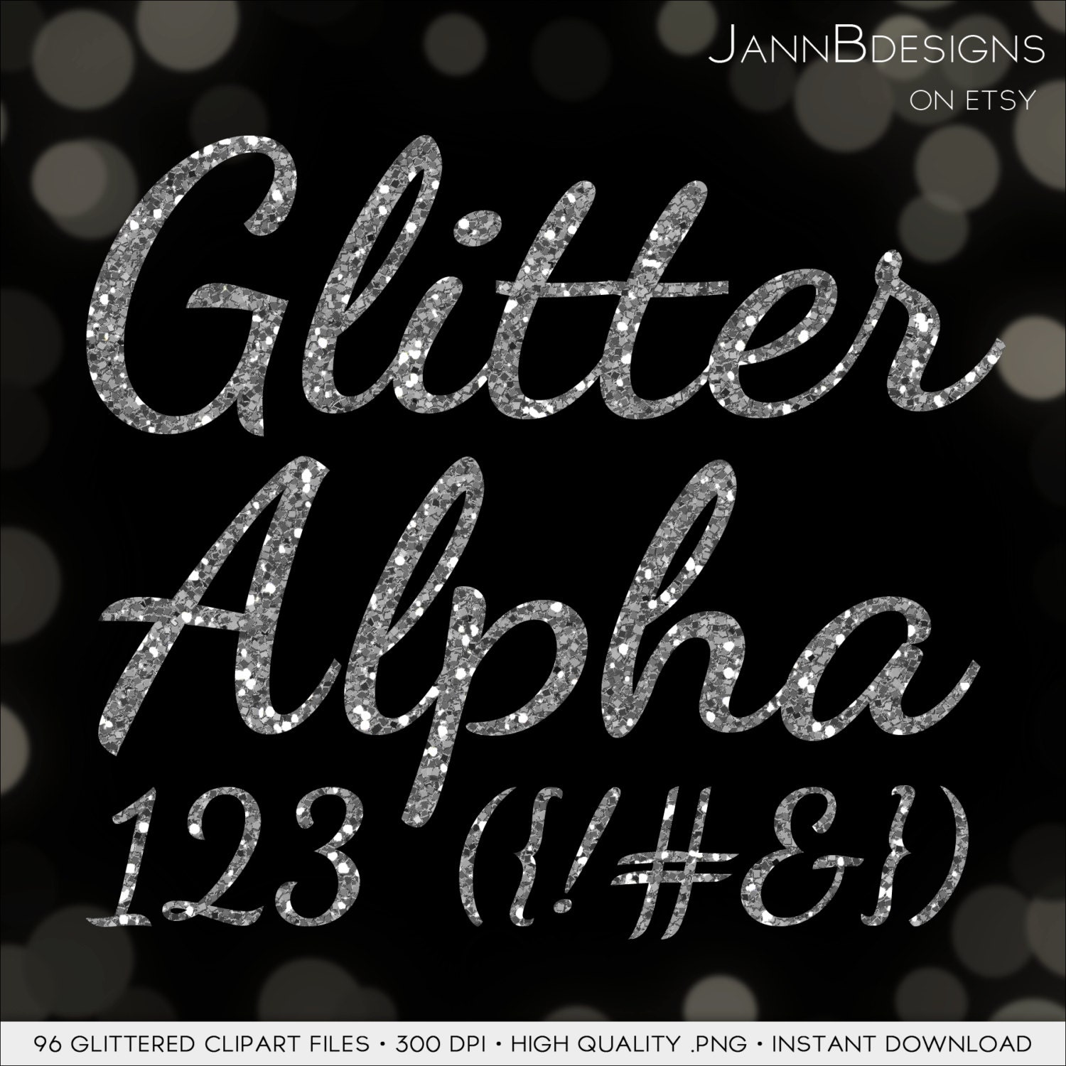 Silver - Glitter Alphabet Clipart • Instant Download • Printable ...