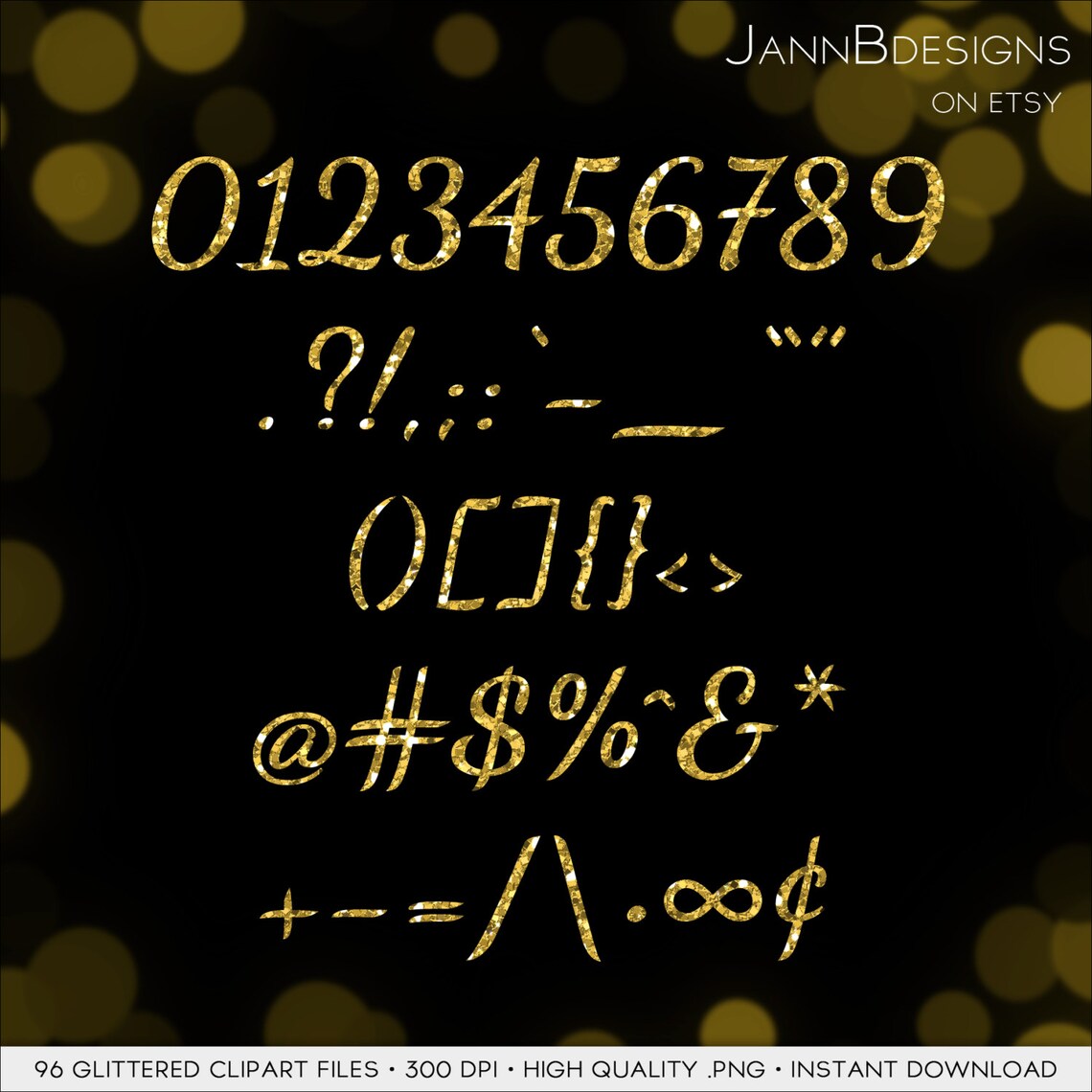 Gold - Glitter Alphabet Clipart • Instant Download • Printable Glitter ...