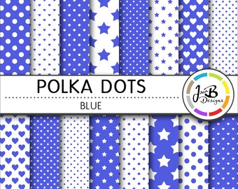 Polka Dots Digital Paper, Light Pink, Pink, White, Dots, Hearts, Stars ...