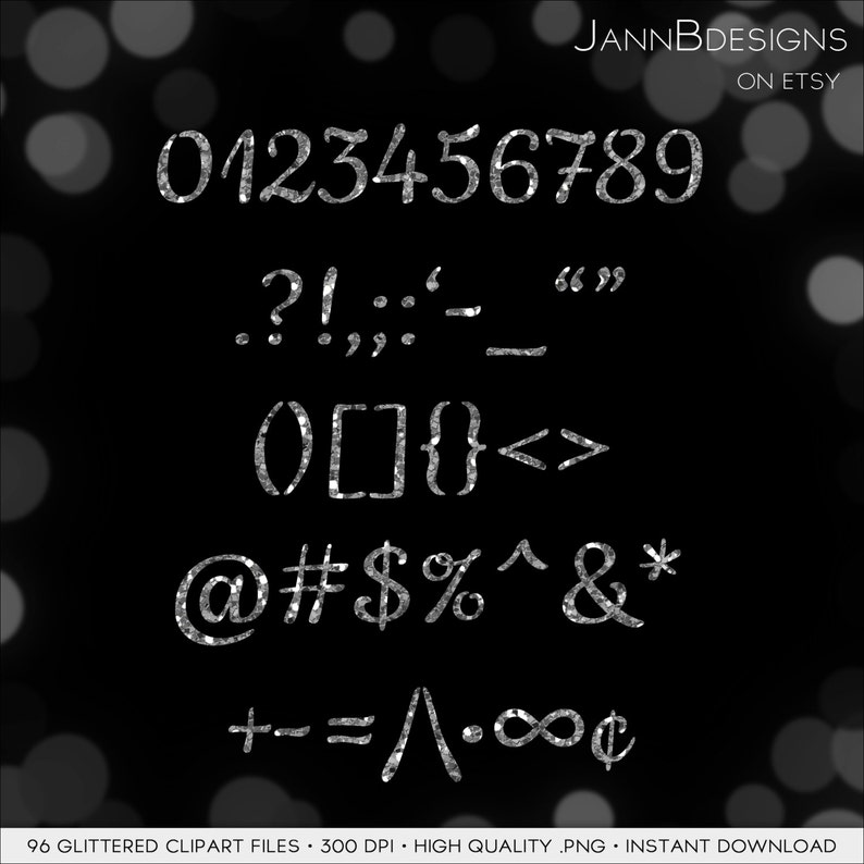 Silver - Glitter Alphabet Clipart • Instant Download • Printable ...
