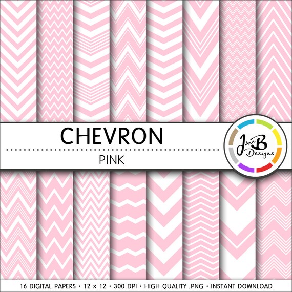 Chevron Digital Paper Light Pink Pink White Chevron Zig | Etsy