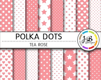 Polka Dots Digital Paper Light Pink Pink White Dots
