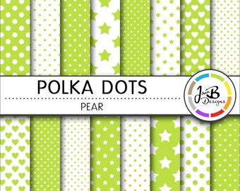 Polka Dots Digital Paper, Light Pink, Pink, White, Dots, Hearts, Stars ...