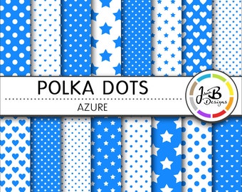 Polka Dots Digital Paper, Light Pink, Pink, White, Dots, Hearts, Stars ...