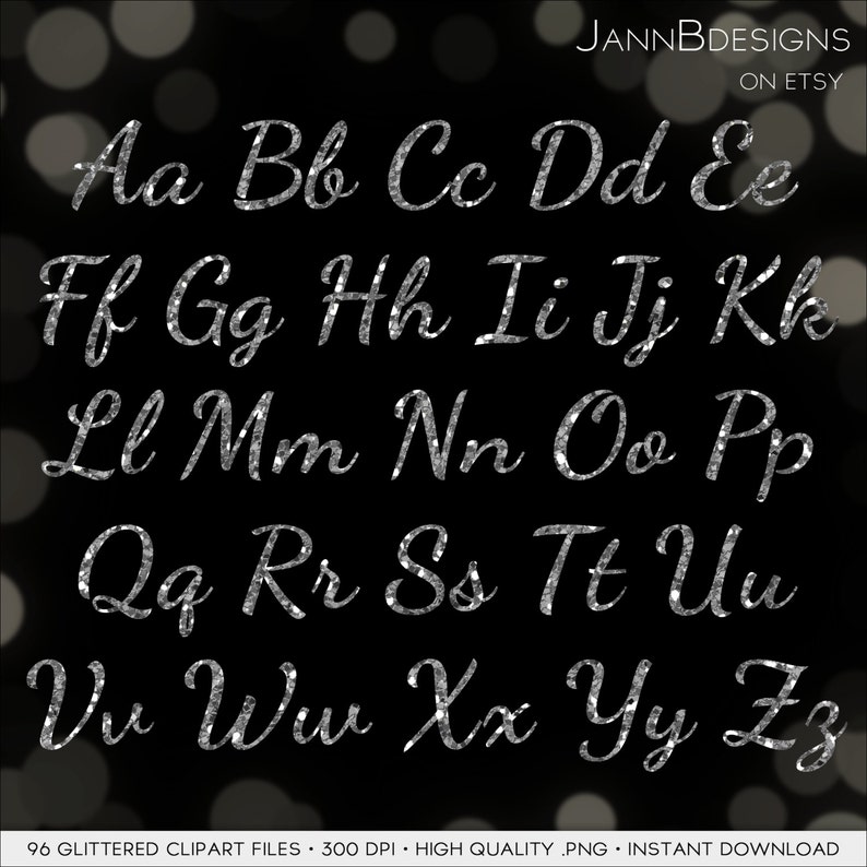 Silver - Glitter Alphabet Clipart • Instant Download • Printable ...