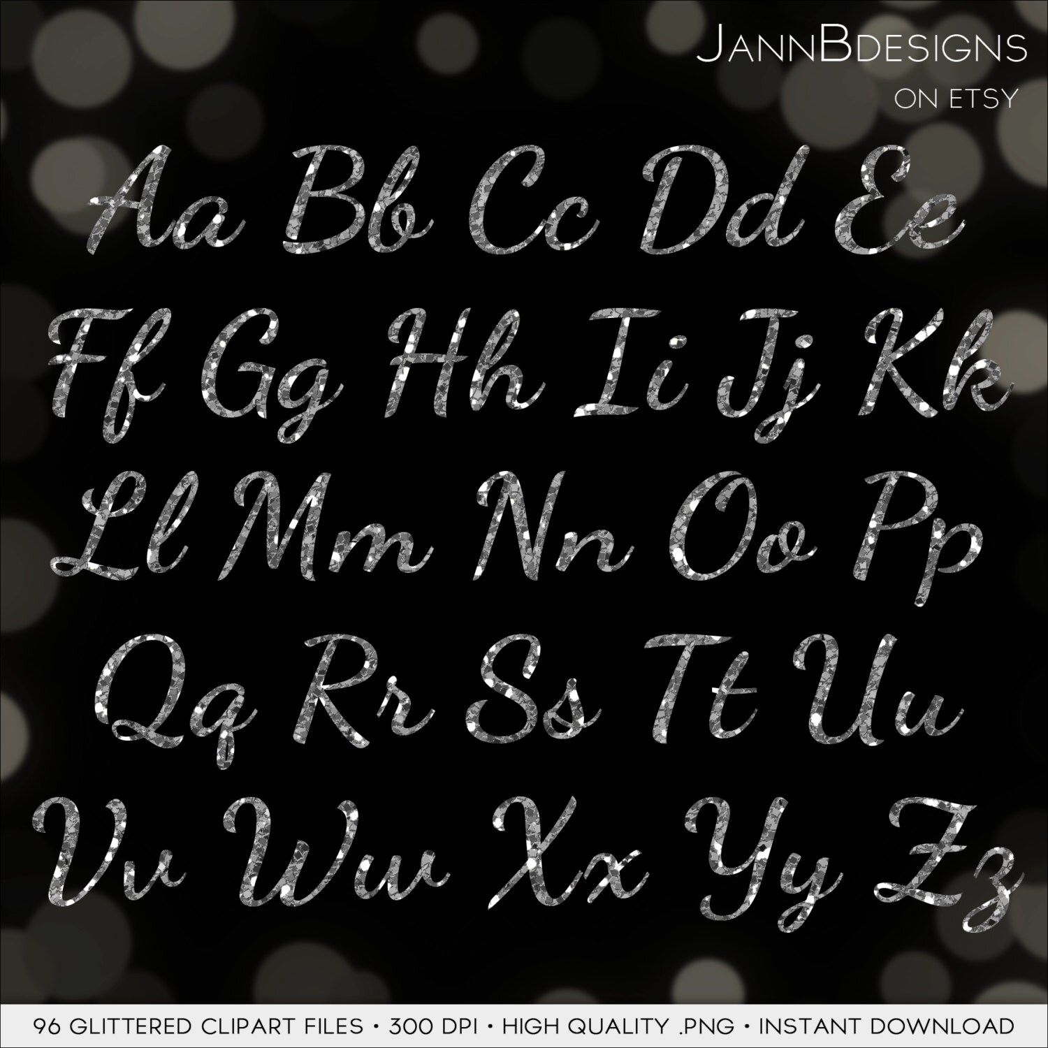 Silver - Glitter Alphabet Clipart • Instant Download • Printable ...