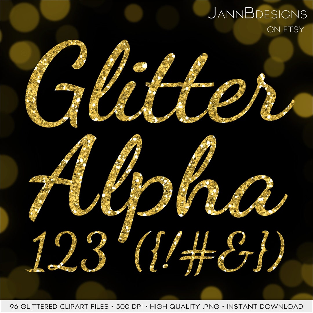 Gold - Glitter Alphabet Clipart • Instant Download • Printable Glitter ...