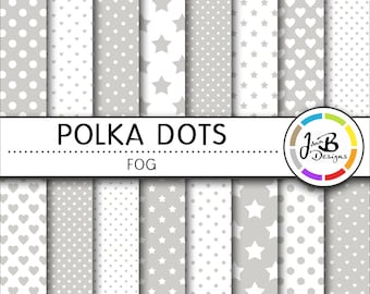 Polka Dots Digital Paper, Light Pink, Pink, White, Dots, Hearts, Stars ...