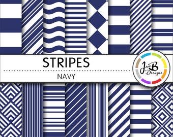 Stripes Digital Paper, Royal Blue, Blue, White, Stripes, Nautical ...