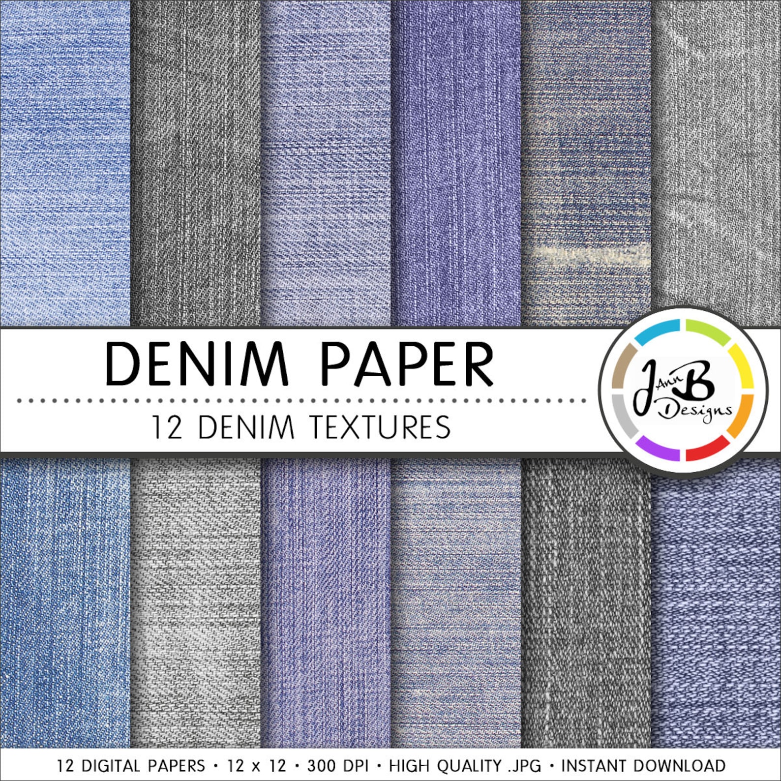 Denim Digital Paper, Denim Paper, Denim Texture, Denim Background, Scrapbook Paper, Blue Jean ...