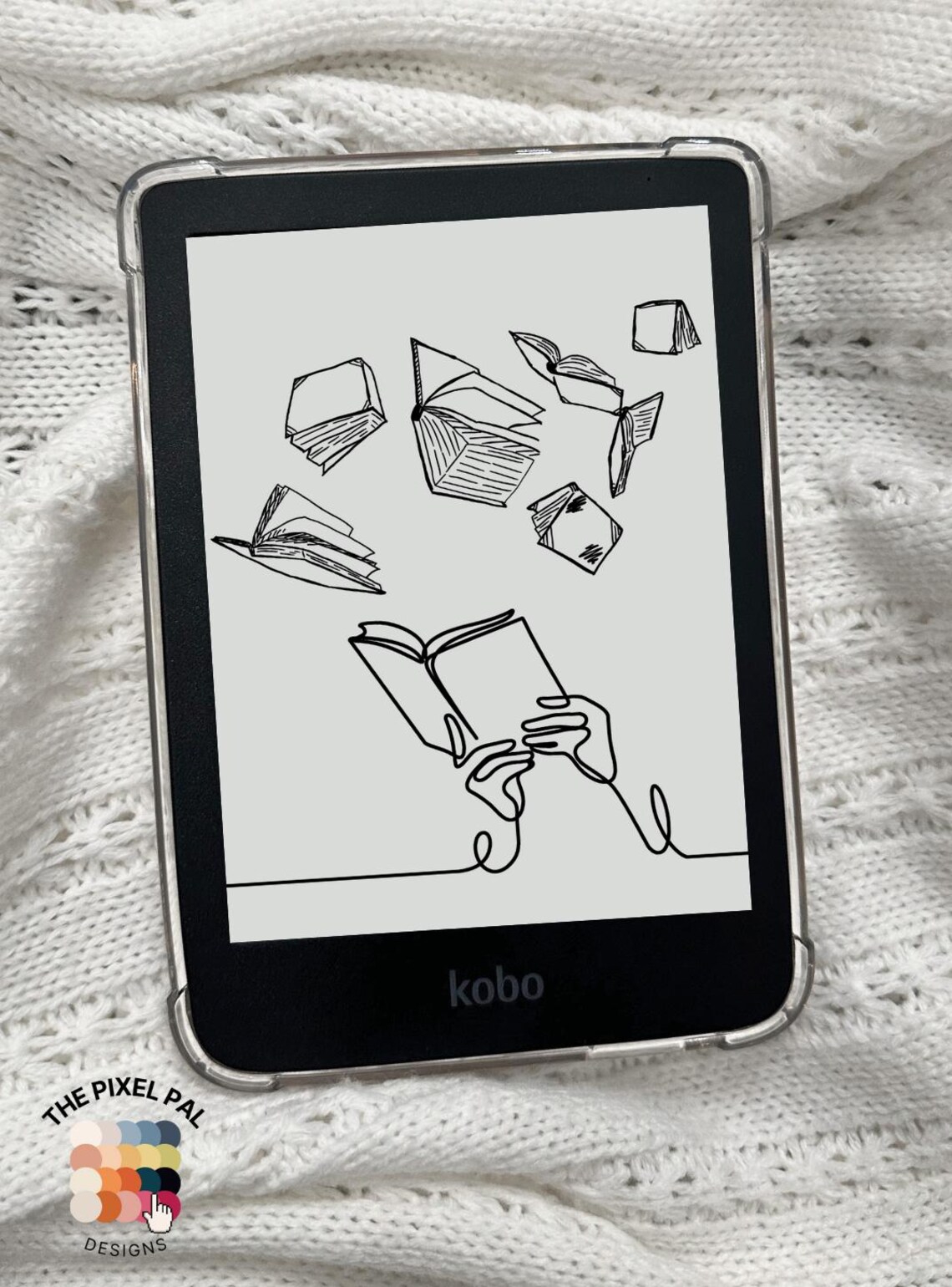 Kobo Clara Line Art Wallpapers | 2-pack Digital Wallpapers (dark ...