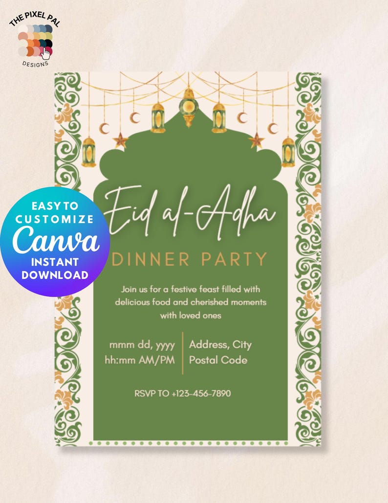 Eid Al-adha Invitation | Editable Dinner Party Invite | Digital ...