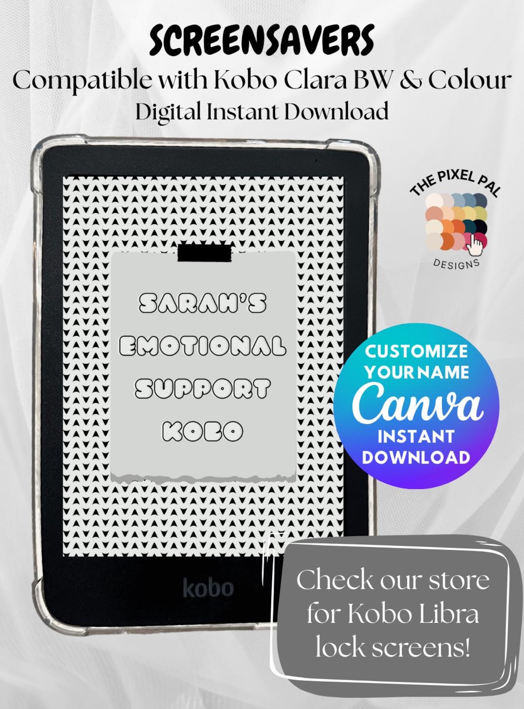 Custom Kobo Clara Screensaver – Editable Emotional Support Ereader Lock ...