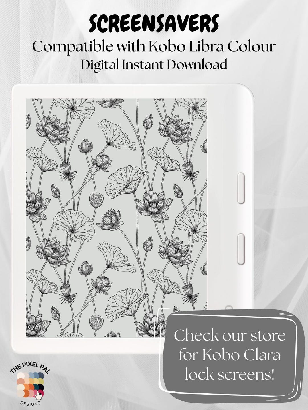 Kobo Libra Light Floral Wallpaper Set – 3 Botanical Ereader Backgrounds ...