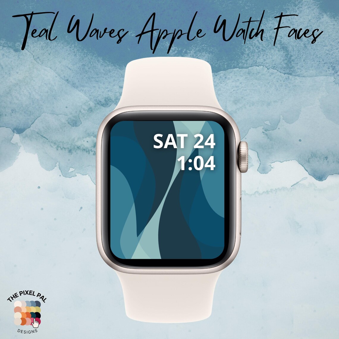 Teal Waves Apple Watch Faces | Set of 3 Digital Wallpapers | Ocean ...