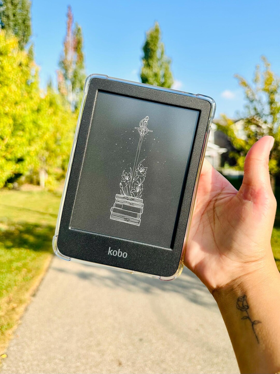 Sword and Bloom Book Stack | Dark Kobo Clara & BW Wallpaper | Digital ...