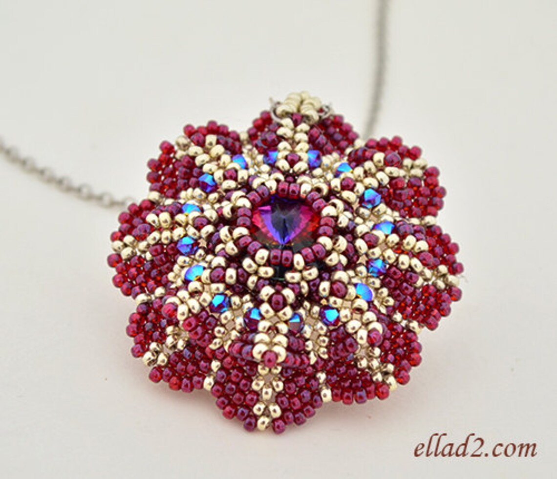 Tutorial Pendant Purpurea Flower Beading Pattern PDF - Etsy