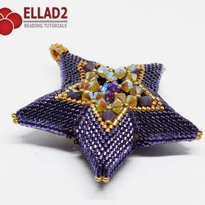 Tutorial Sparkle Star - Beadwoven Star, Beading Tutorial, Beading Pattern, Sparkle Star, Peyote ...