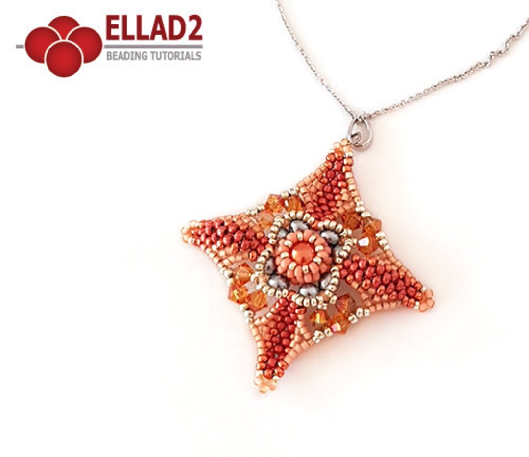 Beading Tutorial Quadra Pendant - Beading Tutorial, Instant Download ...