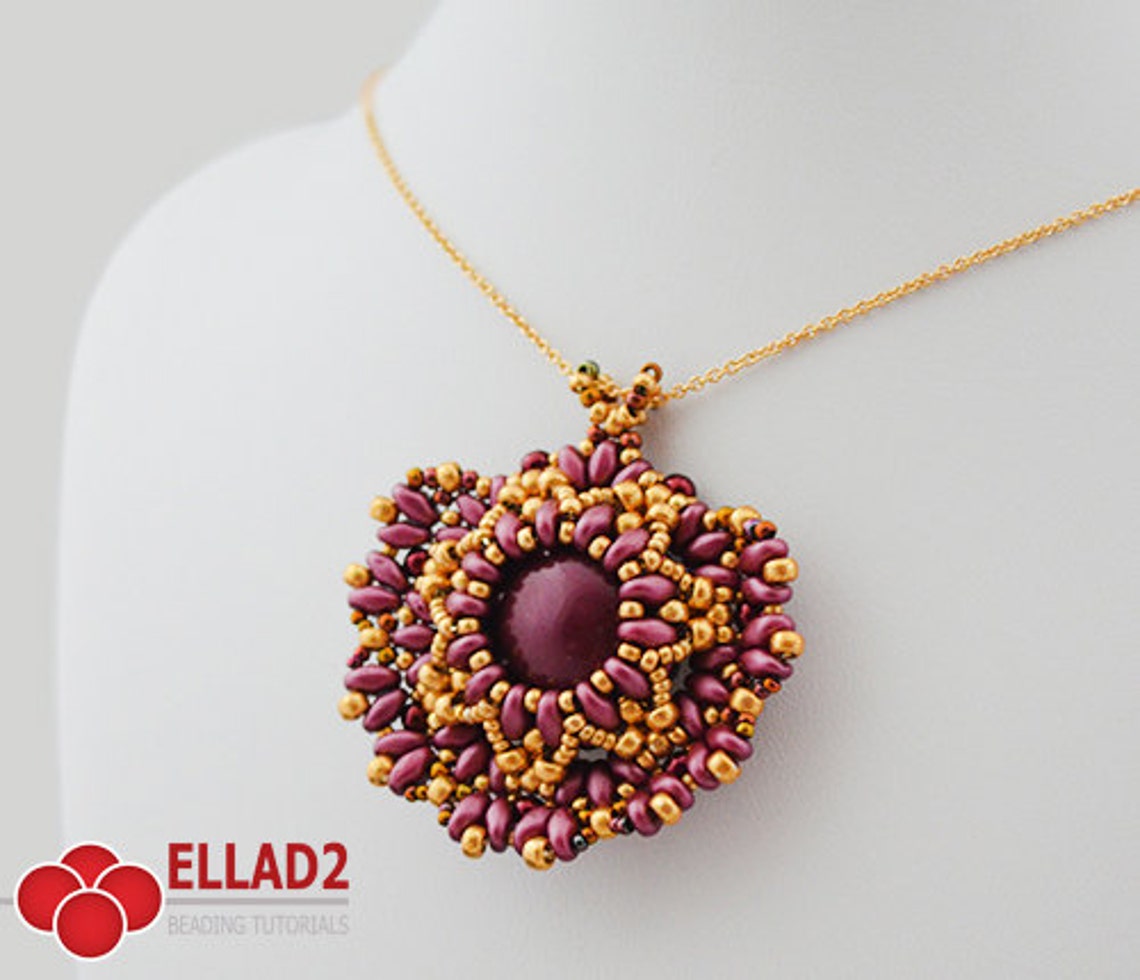 Tutorial Keira Pendant - Beading Tutorial, Beading Pattern, Ellad2 ...