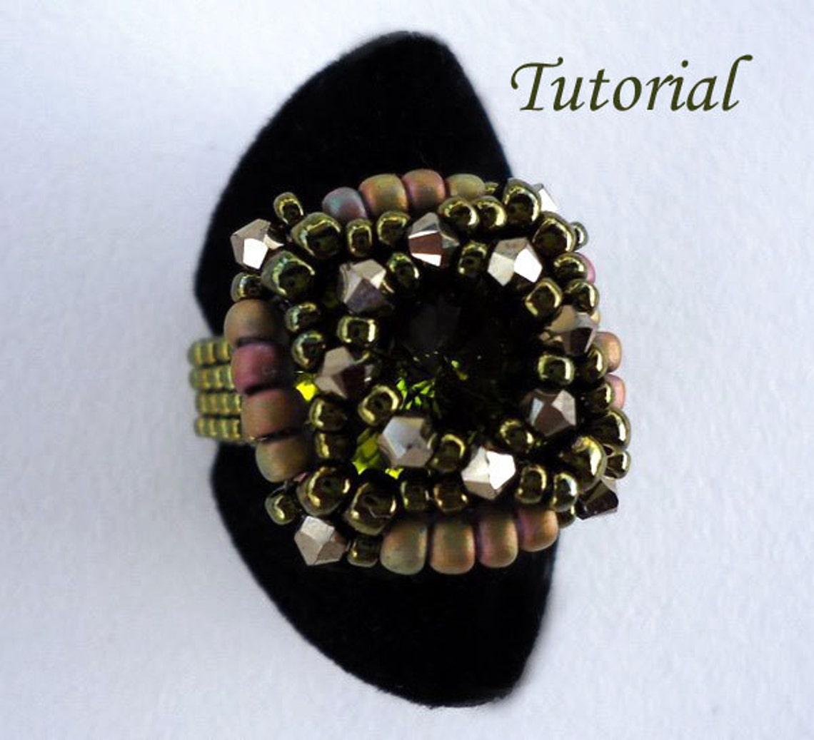 Tutorial Green Rivoli Ring Bead Patterns | Etsy