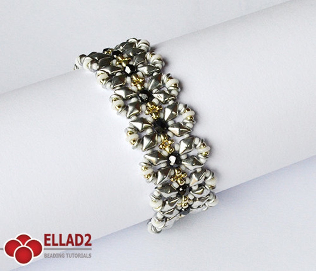Tutorial Diamond Duo Bracelet Beading Pattern, Beading Tutorial ...