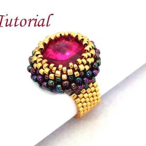 Beaded Ring Tutorial 30x22mm Bezeled Cabochon PDF Beading - Etsy