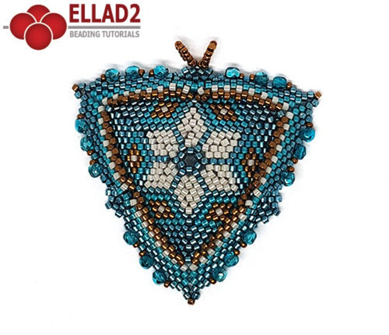 Tutorial Trillium Pendant Beaded triangle peyote stitched | Etsy