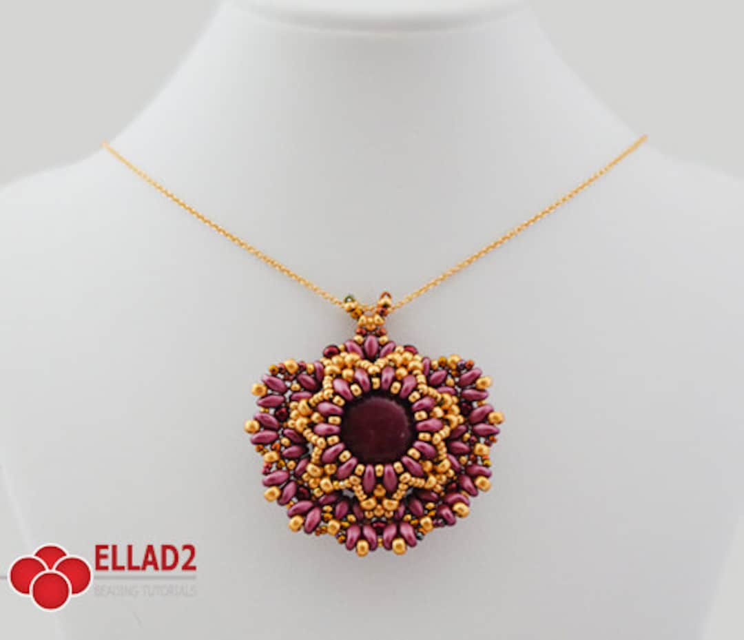 Tutorial Keira Pendant - Beading Tutorial, Beading Pattern, Ellad2 ...