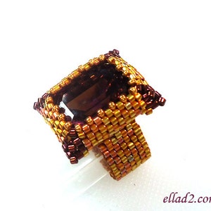Tutorial Fancy Rectangle Ring - Beading Patterns PDF - Etsy