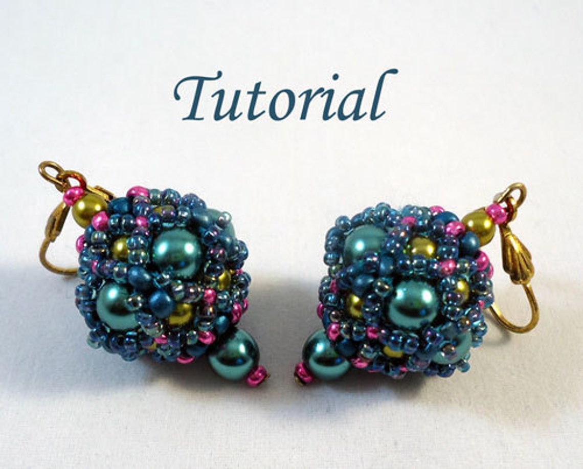 Tutorial Beaded Bead Earrings 4 Beading Pattern PDF - Etsy