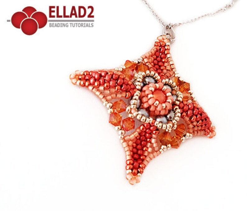 Beading Tutorial Quadra Pendant beading tutorial instant | Etsy