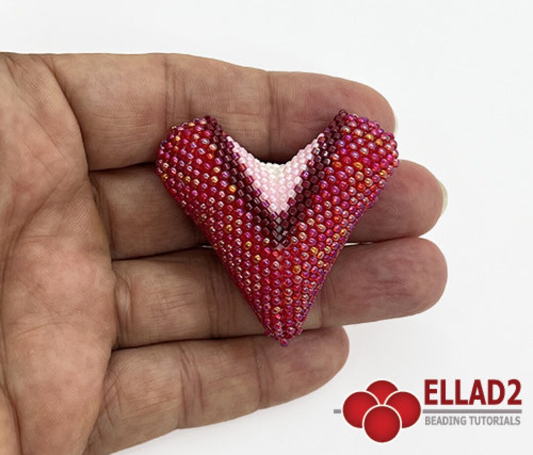 Tutorial 3D Heart in Peyote Stitch - Beading Tutorial, Heart, Beaded ...