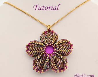 Tutorial Pendant Purpurea Flower Beading Pattern PDF | Etsy