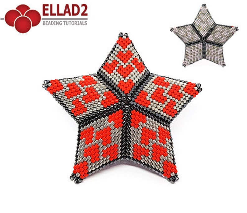 Beading Pattern Valentine's Star - Beading Pattern, Beading Tutorial ...
