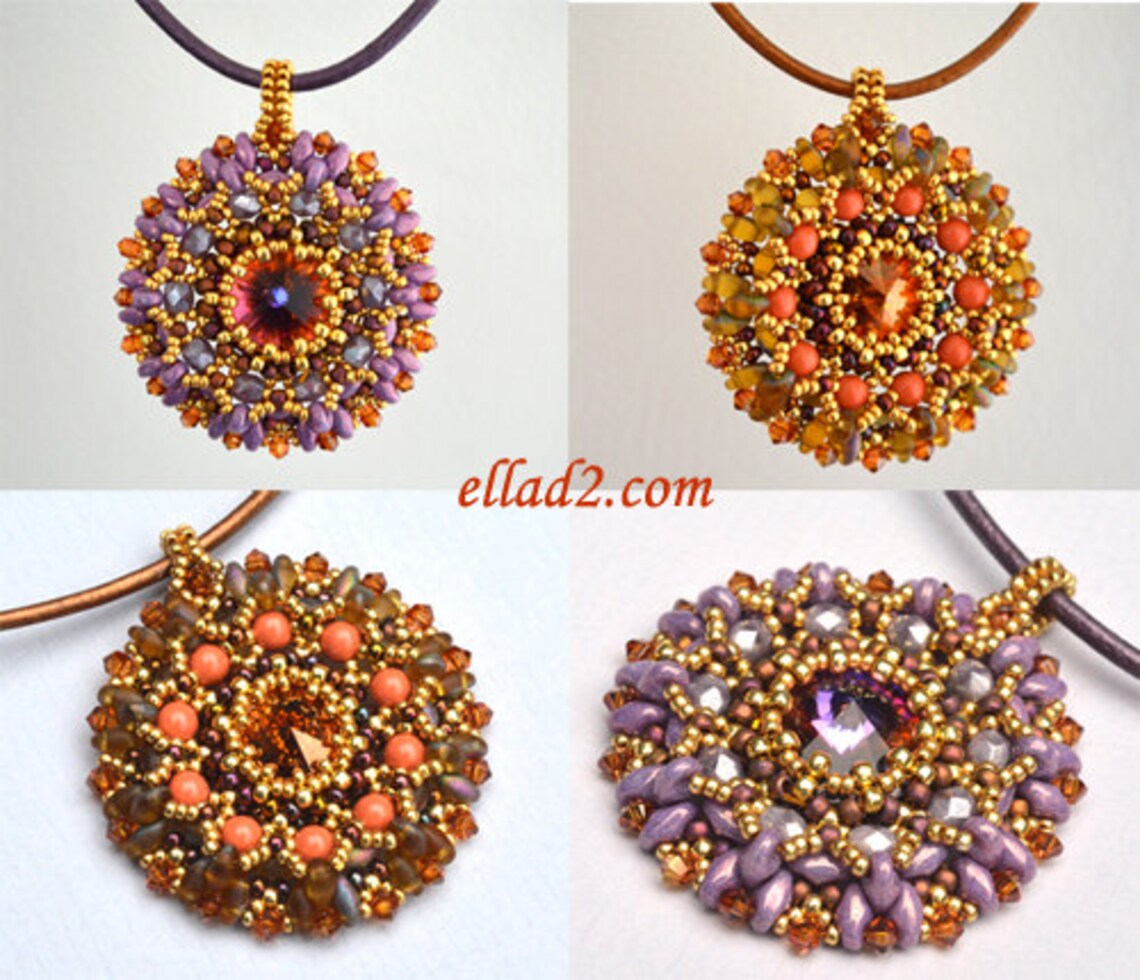 Tutorial Aster Pendant Beading pattern PDF | Etsy