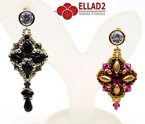 Tutorial Iris Earrings Beading tutorial with Irisduo beads | Etsy