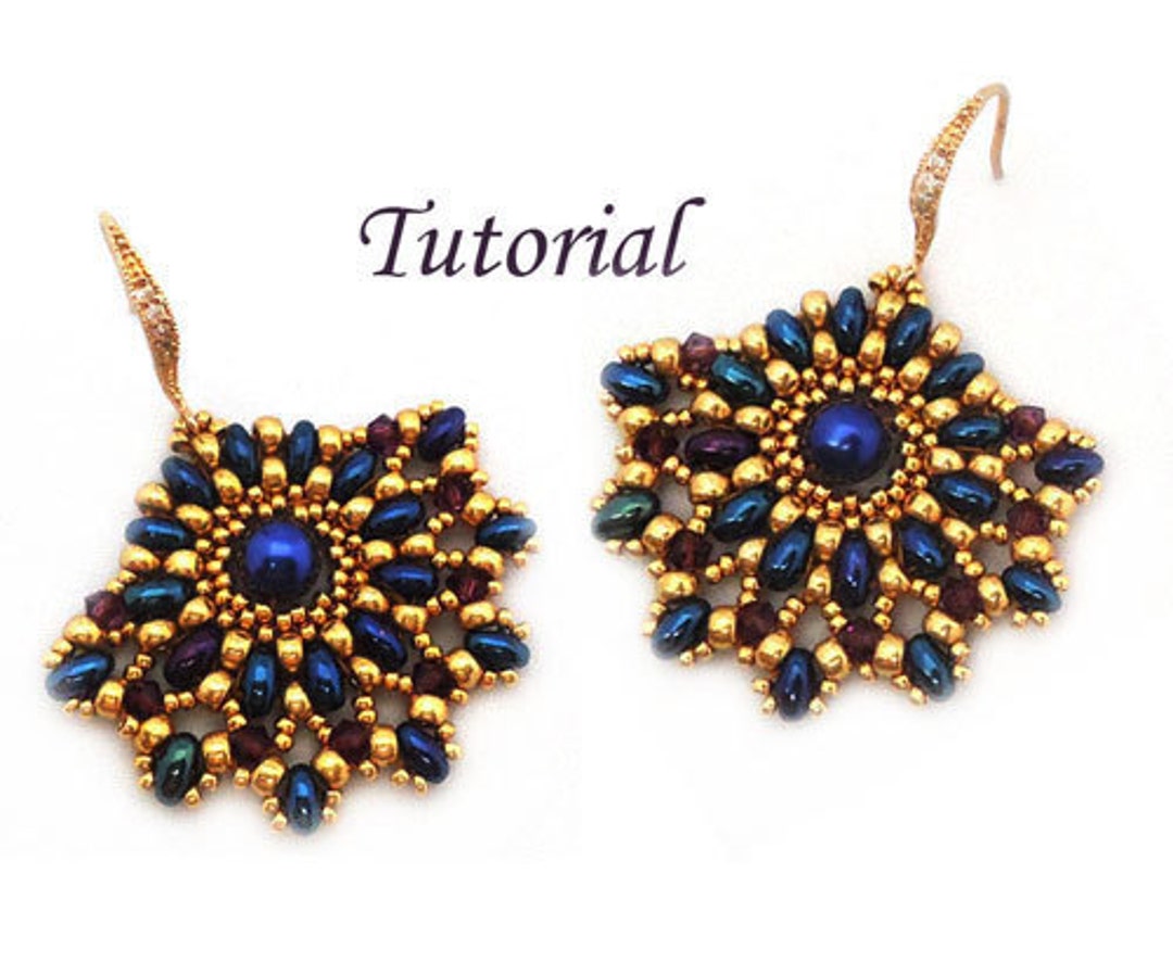 Tutorial Ladies Fan Earrings - Beading Pattern With Twin Beads - Etsy